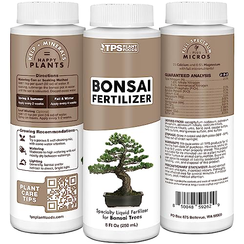 Bonsai Fertilizer for All Bonsai Trees, Great for Root Soaks, Liquid Plant Food 8 oz (250mL)