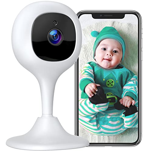 Baby Monitor with Camera, Pet Camera with 2-Way Talk, Motion Tracking, Motion and Sound Detection, 1080P Home Security Cam for Dog/Cat/Baby/Elder/Nanny, Compatible with Alexa, White