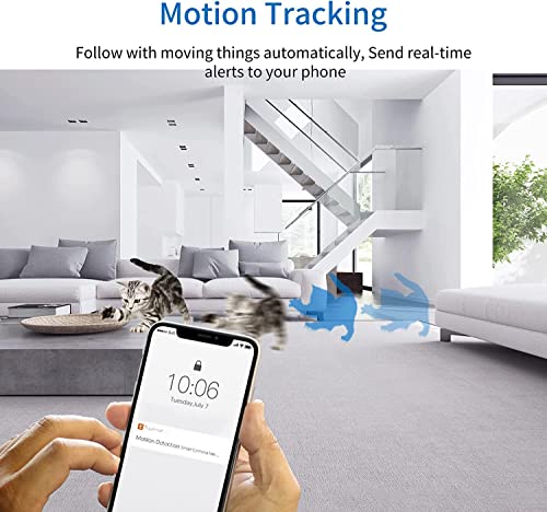 Baby Monitor with Camera, Pet Camera with 2-Way Talk, Motion Tracking, Motion and Sound Detection, 1080P Home Security Cam for Dog/Cat/Baby/Elder/Nanny, Compatible with Alexa, White