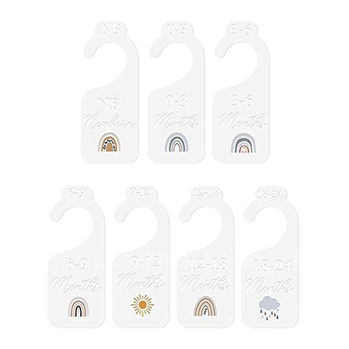 pulunto 7pcs/Set Baby Clothes Dividers Acrylic Baby Closet Organizers Baby Clothes Hanger Separators for Closet 0-24 Months Home Nursery Hanging Organizers Decoration