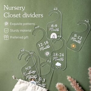 pulunto 7pcs/Set Baby Clothes Dividers Acrylic Baby Closet Organizers Baby Clothes Hanger Separators for Closet 0-24 Months Home Nursery Hanging Organizers Decoration