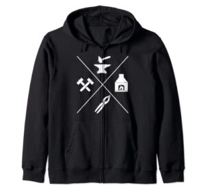 blacksmith tools blacksmithing forge forging zip hoodie