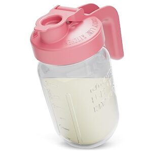 county line kitchen breast milk pitcher for fridge - wide mouth, 1 quart (32 oz) mason jar - heavy duty breastmilk storage container, leak proof, sturdy - baby formula mixer pitchers