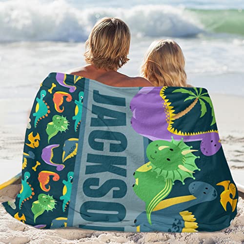 HYHSJY Personalized Dinosaur Blanket, Custom Baby Blankets for Girls Boys, Personalized Baby Girl Birthday Gifts, Customized Newborn Swadding Blanket with Name