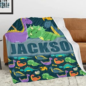 HYHSJY Personalized Dinosaur Blanket, Custom Baby Blankets for Girls Boys, Personalized Baby Girl Birthday Gifts, Customized Newborn Swadding Blanket with Name