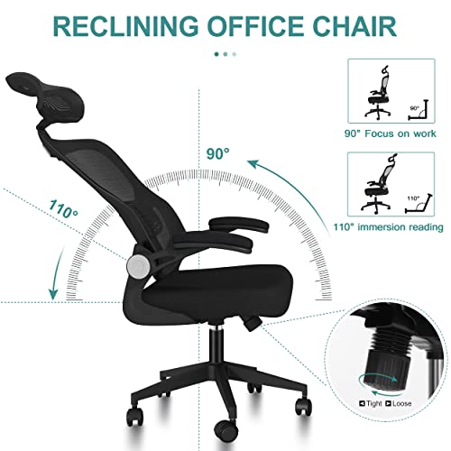 Mazqetih Ergonomic Office Chair Lumbar Support, Office Desk Chair Ergonomic Big and Tall, Mesh Office Chair Comfortable for Home Bedroom Executive Work Study