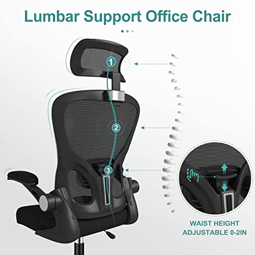 Mazqetih Ergonomic Office Chair Lumbar Support, Office Desk Chair Ergonomic Big and Tall, Mesh Office Chair Comfortable for Home Bedroom Executive Work Study