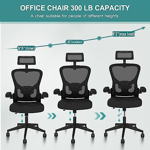 Mazqetih Ergonomic Office Chair Lumbar Support, Office Desk Chair Ergonomic Big and Tall, Mesh Office Chair Comfortable for Home Bedroom Executive Work Study