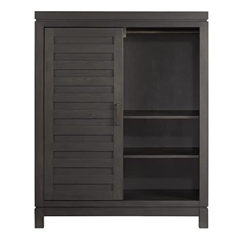 Soho Baby 40045940 Manchester Premium Soft Close 5-Drawer Chifferobe with Adjustable Shelves and Hanging Rod, Smooth Black Iron Finish