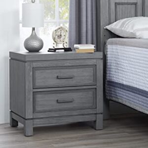 Soho Baby 40022520 Manchester Premium Soft Closing 2-Drawer Nightstand, Wire Brush Rustic Gray Finish