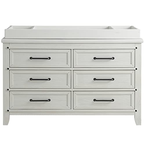 Soho Baby 49065480 Ellison Premium Changing Topper for 6-Drawer Dresser, Wire Brush Rustic White Finish