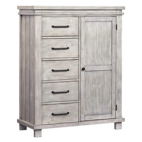 Soho Baby 43045930 Hampton Premium Soft Closing 5-Drawer Chifferobe with Adjustable Shelves and Hanging Rod, Smooth Stone Wash Finish