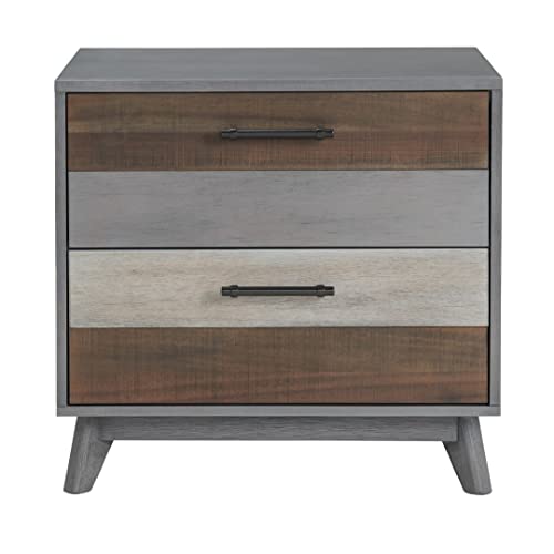 Soho Baby 48022570 Cascade Premium Soft Closing 2-Drawer Nightstand, Wire Brush Multi-Tone Gray Finish