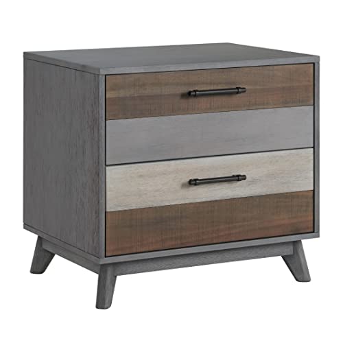 Soho Baby 48022570 Cascade Premium Soft Closing 2-Drawer Nightstand, Wire Brush Multi-Tone Gray Finish