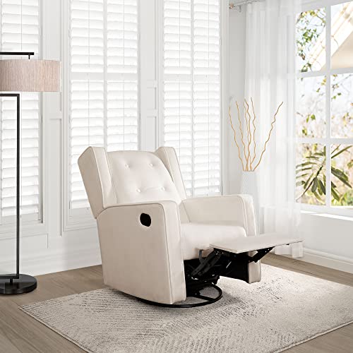 Naomi Home Relieve Muscle Aches with Nursery Glider, Upholstered Rocker Recliner Comfortable Rocking Chair with 360° Swivel Motion, Soft Cushions for Nursing and Bonding, Baby Reclining Chair - Cream