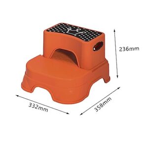 FAKEME Double up Toddlers Step Stool Step Stool for Potty Detachable Wide 2 Step Stool for Kids Bedside Step Stool for Living Rooms, Orange