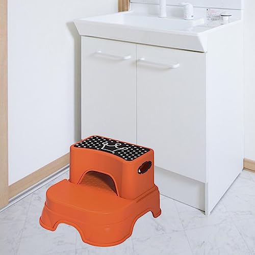 FAKEME Double up Toddlers Step Stool Step Stool for Potty Detachable Wide 2 Step Stool for Kids Bedside Step Stool for Living Rooms, Orange