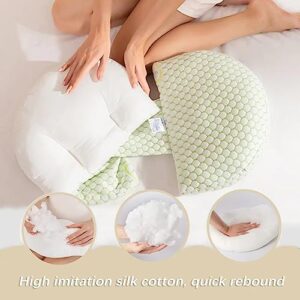 Pregnancy Pillows for Sleeping-Removable and Adjustable Double Wedge Pregnancy Pillow-Maternity Pillow for Pregnant Women Supporting Back, Waist & Belly (Probiotics Green)