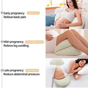 Pregnancy Pillows for Sleeping-Removable and Adjustable Double Wedge Pregnancy Pillow-Maternity Pillow for Pregnant Women Supporting Back, Waist & Belly (Probiotics Green)