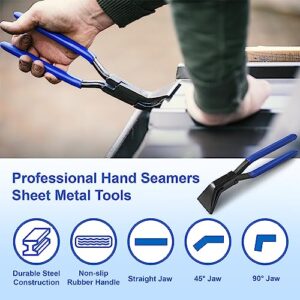 Hand Seamers Sheet Metal Tools, 3-Piece Sheet Metal Bending Pliers Set with Straight Jaw, 45° & 90°Metal Bender Tool, Carbon Steel Material Metal Bending Tool for Bending and Flattening Sheet Metal