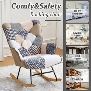 Fahomiss Rocking Chair Nursery -Rocking Chair for Nursery Glider Chair with High Backrest Comfy Glider Chair for Nursery, Living Room, Bedroom Recliner (Warm Color)