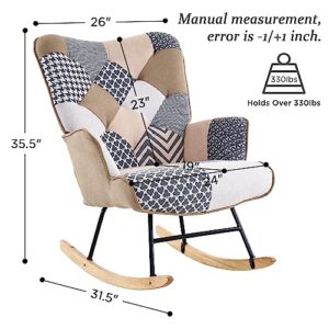 Fahomiss Rocking Chair Nursery -Rocking Chair for Nursery Glider Chair with High Backrest Comfy Glider Chair for Nursery, Living Room, Bedroom Recliner (Warm Color)