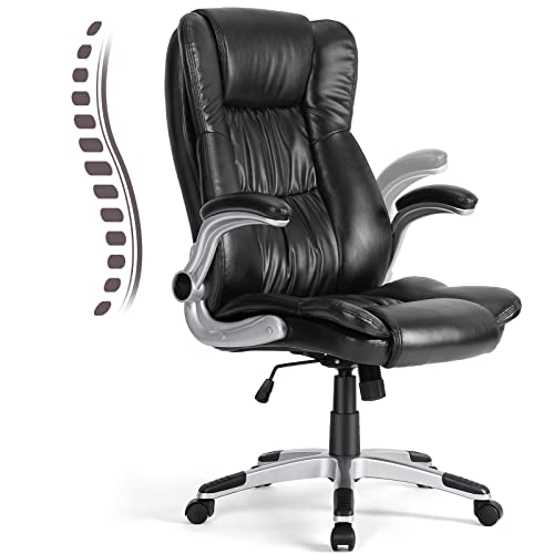 OLIXIS Executive Adjustable Height Modern PU Leather Office Chair, Black