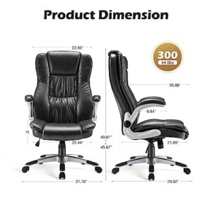 OLIXIS Executive Adjustable Height Modern PU Leather Office Chair, Black