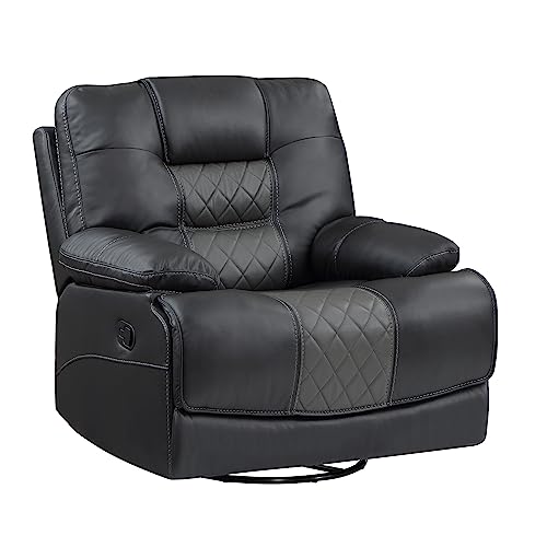 Lexicon Suisun Wall-Hugger Swivel Glider Reclining Chair, Two-Tone Gray