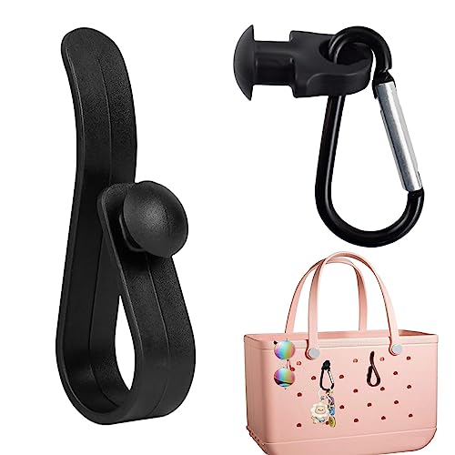 Bogg Bag Carabiner Keys Holder，Hooks Accessories for Bogg Bags，Insert charm Clip Cutie Cup Holder connector key Carabiner for Bogg Beach Bag，Secure & Organize Items in Bogg Bag (Hook+Carabiner, Black)