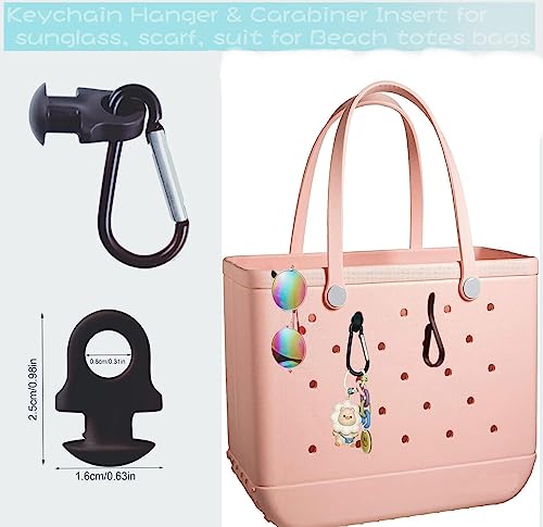 Bogg Bag Carabiner Keys Holder，Hooks Accessories for Bogg Bags，Insert charm Clip Cutie Cup Holder connector key Carabiner for Bogg Beach Bag，Secure & Organize Items in Bogg Bag (Hook+Carabiner, Black)