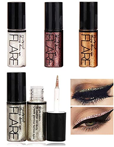 ETEDES Glitter Eyeshadow liquid Eyeliner, Long Lasting Waterproof Shimmer Metallic Glitter Eyeshadow 4 clours (Styles #2)