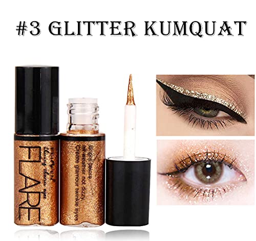 ETEDES Glitter Eyeshadow liquid Eyeliner, Long Lasting Waterproof Shimmer Metallic Glitter Eyeshadow 4 clours (Styles #2)