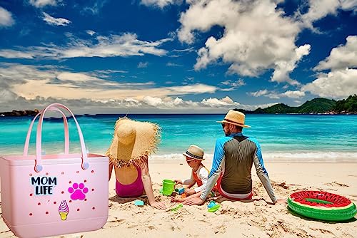 Lovyit Beach Bag Charm Accessories Rubber Decoration Insert Charms for Simply Southern Totes Bogg Bags (Paw+Momlife, 3pcs)