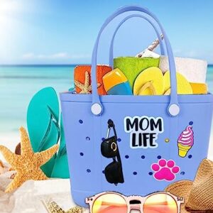 Lovyit Beach Bag Charm Accessories Rubber Decoration Insert Charms for Simply Southern Totes Bogg Bags (Paw+Momlife, 3pcs)