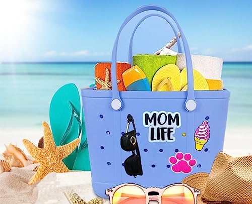 Lovyit Beach Bag Charm Accessories Rubber Decoration Insert Charms for Simply Southern Totes Bogg Bags (Paw+Momlife, 3pcs)