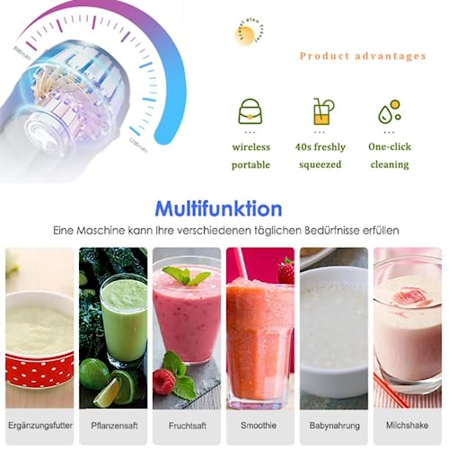 Electric Juicer, Mini Portable Blender, Fruit Mixers Fruit Extractors Multifunction Juice Maker Machine Blender Smoothies Mixer, 370ml (white)