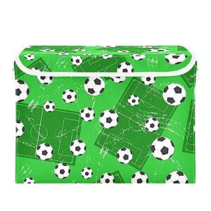 domiking grunge football soccer storage basket with lid collapsible storage bins decorative lidded storage boxes for toys organizers with handles for toys clothes organizing room nursery