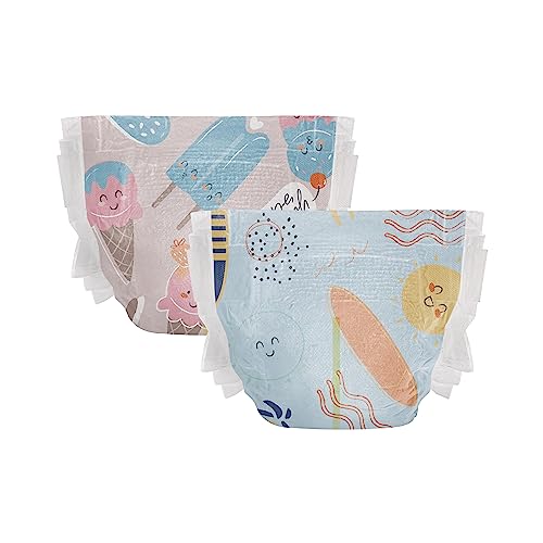 The Honest Company Clean Conscious Diapers | Plant-Based, Sustainable | Summer '23 Limited Edition Prints | Club Box, Size 3 (16-28 lbs), 68 Count