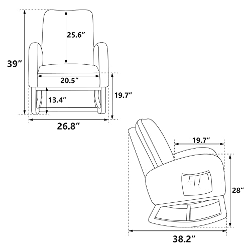 Modern Rocking Chair for Nursery High Back,Mid Century Accent Rocker Armchair With Side Pocket, Wooden Rocking Chair for Living Room Baby Kids Room,Nursing Comfy Chairs for Mom,Gift,Beige Boucle