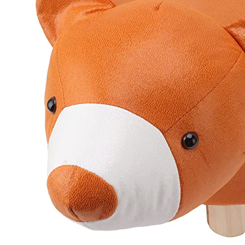 Pwshymi Cute Animal Footstool, Comfortable Small Footstool Wooden Reduce Friction for Entryway (Baby Bear)