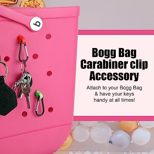 6pcs Key Holder for Bogg Bag, Carabiner Key Holder Carabiners Clips Charm Accessories for Bogg Bag to Hang Items (6 Colors)