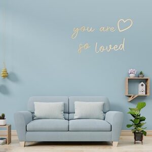 Lintran Wood You Are So Loved Wall Decor - Boho Wooden Script Art For Nursery, Children, Baby Boys And Girls Bedroom Decor - Nursery Wall Decor With Heart Decal Included