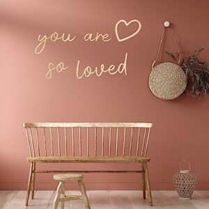 Lintran Wood You Are So Loved Wall Decor - Boho Wooden Script Art For Nursery, Children, Baby Boys And Girls Bedroom Decor - Nursery Wall Decor With Heart Decal Included