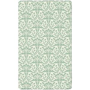 Damask Themed Fitted Mini Crib Sheets,Portable Mini Crib Sheets Soft Toddler Mattress Sheet Fitted - Great for Boy or Girl Room or Nursery,24“ x38“,Reseda Green Pale Green