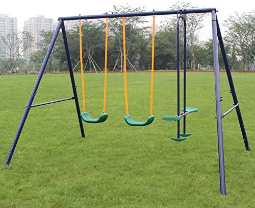 MIIUDGIG Metal Swing Set 3 in 1 for Front Courtyard Outdoor Toys for Kids Ages 3+, Outside Playground Backyard Swingset