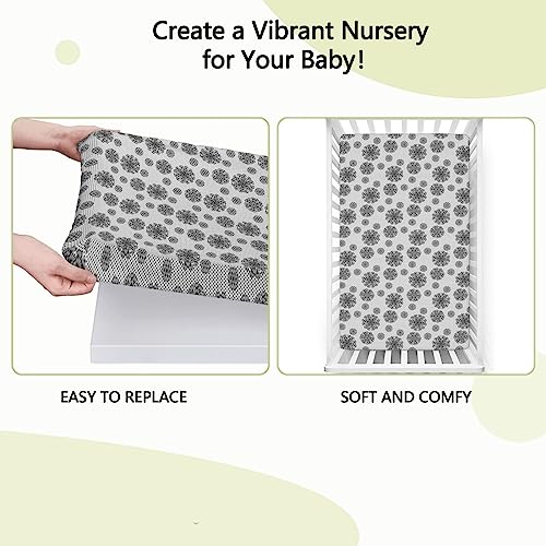 Dandelion Themed Fitted Crib Sheet,Standard Crib Mattress Fitted Sheet Soft Toddler Mattress Sheet Fitted - Baby Crib Sheets for Girl or Boy,28“ x52“,Charcoal Grey White