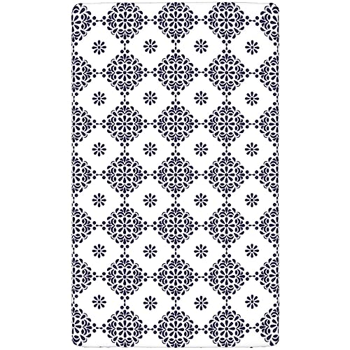 Damask Themed Fitted Crib Sheet,Standard Crib Mattress Fitted Sheet Soft & Stretchy Fitted Crib Sheet - Baby Sheet for Boys Girls,28“ x52“,Purple White