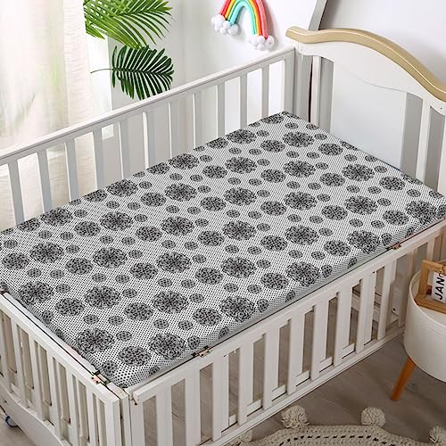 Dandelion Themed Fitted Crib Sheet,Standard Crib Mattress Fitted Sheet Soft Toddler Mattress Sheet Fitted - Baby Crib Sheets for Girl or Boy,28“ x52“,Charcoal Grey White