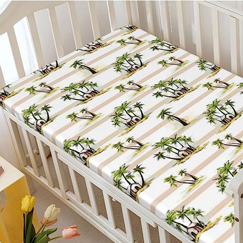 Exotic Themed Fitted Mini Crib Sheets,Portable Mini Crib Sheets Soft Toddler Mattress Sheet Fitted - Crib Mattress Sheet or Toddler Bed Sheet,24“ x38“,Multicolor